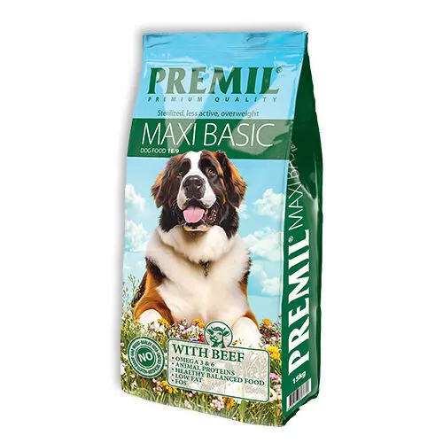 Premil Suva hrana za normalno aktivne i gojazne pse Maxi Basic 18/9, Govedina, 2.5kg