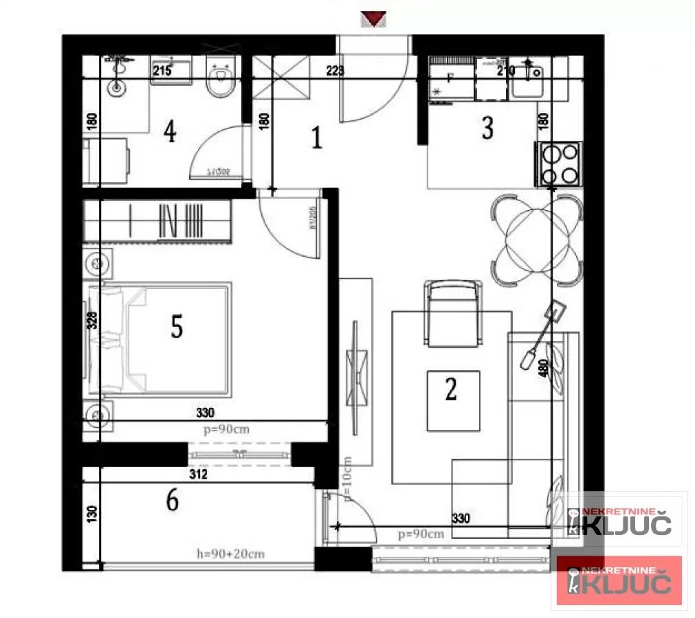 KLISA, 41m2, Dvosoban sa pdv,1 i 2.sprat