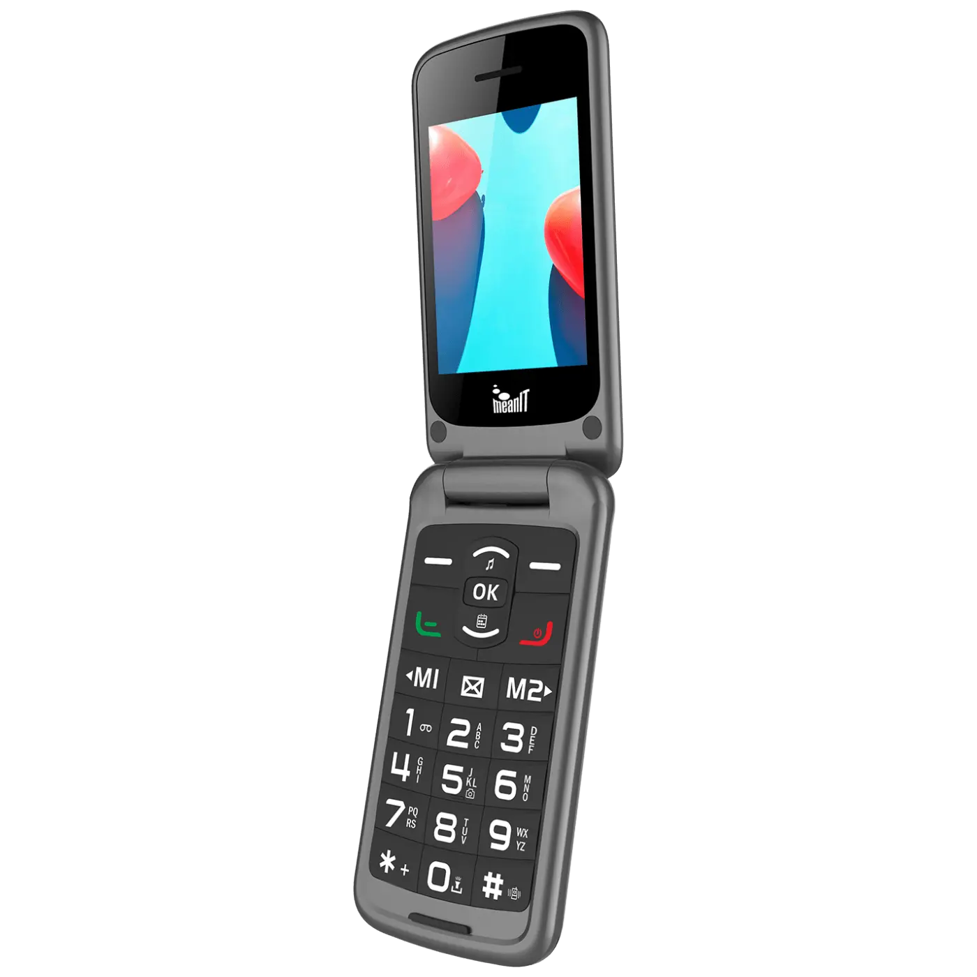 MEANIT Telefon mobilni SENIOR FLIP XL, 2.8", SOS taster, tamnosivi
