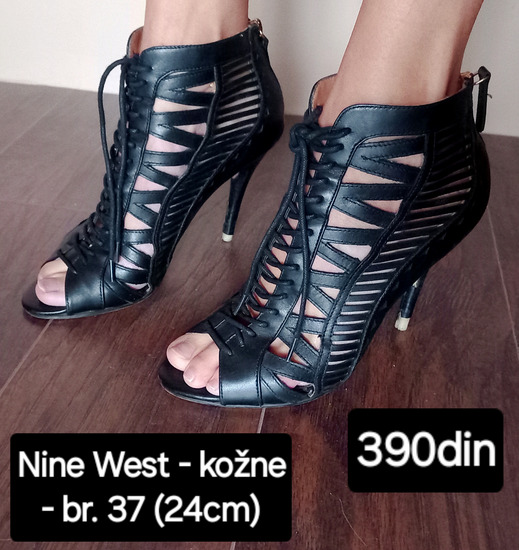 Nine West sandale štikle kožne crne br. 37