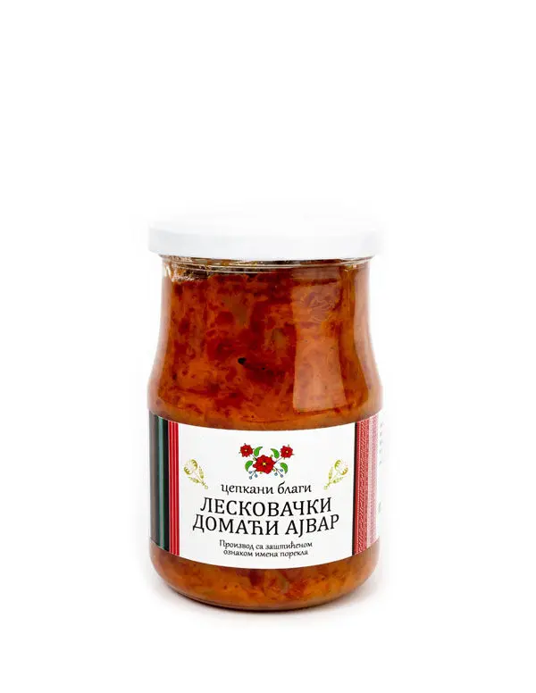 Plodovi Vlasine Leskovački domaći ajvar, cepkani blagi, 550g
