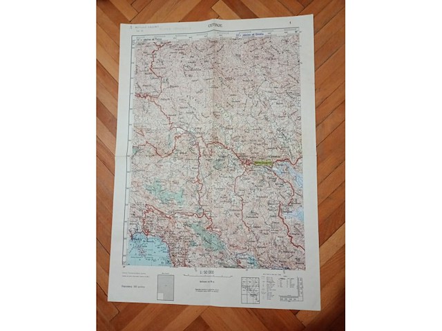 Topografska Karta Cetinje 1 Jugoslavija