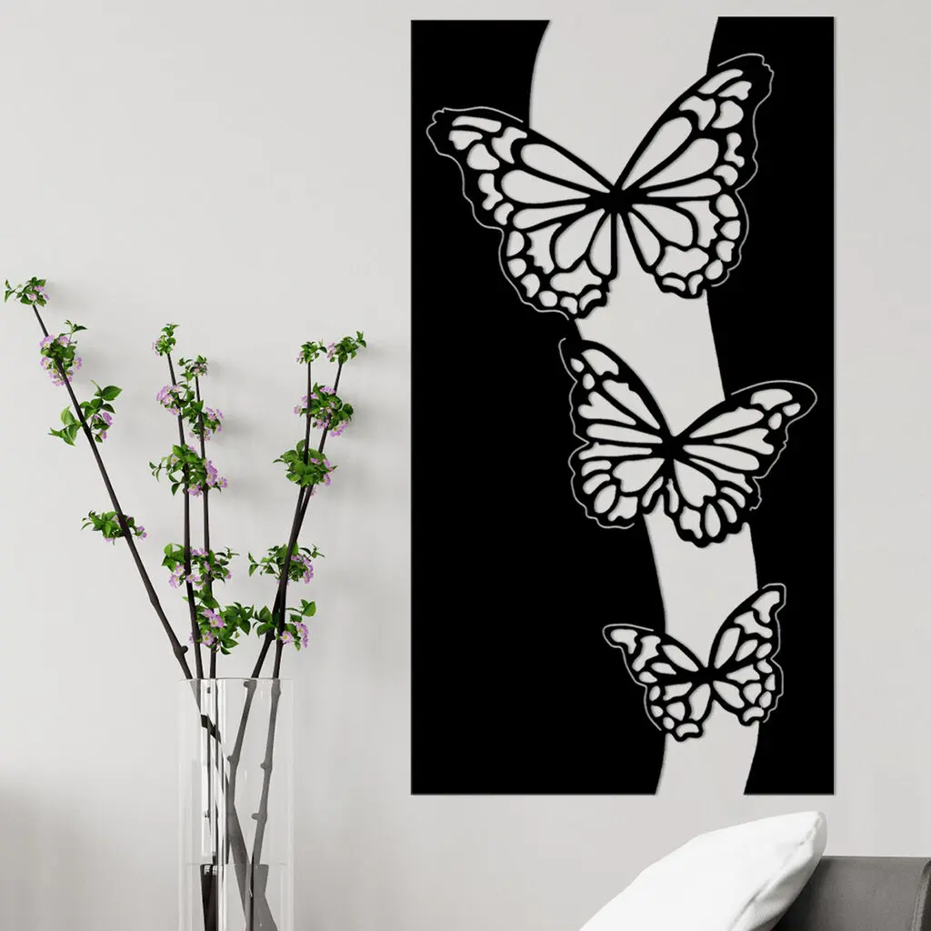 Wallity Zidna dekoracija Butterfly 5, 78 x 0,15 x 43 cm, Crna