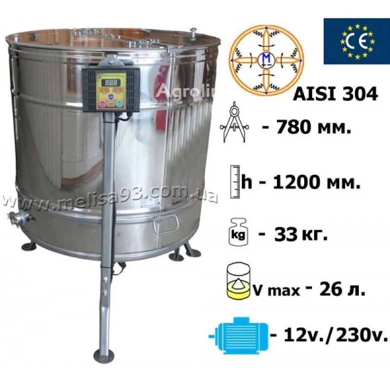 Ekstraktor meda sa sinhronim rotiraњem, 4 okvira od nerђaјuћeg chelika, Ruta