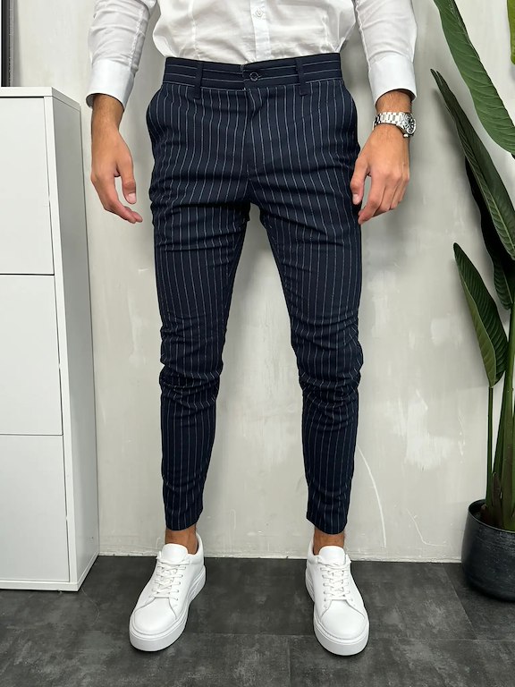Muške slim fit pantalone na pruge – elegantne pantalone