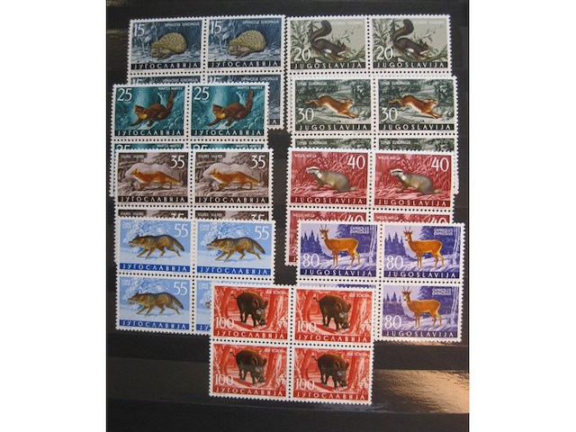 FNRJ 1960. Fauna, divlje životinje, MNH četverci