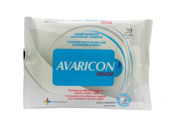 AVARICON® HEMOR VLAŽNE MARAMICE 20 KOMADA PAKOVANJE