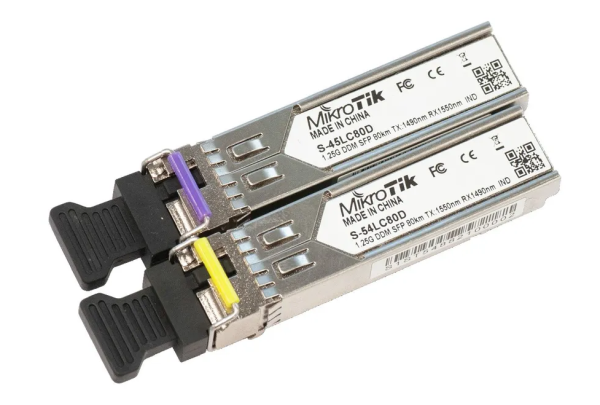 MIKROTIK S-4554LC80D PAIR OF SFP MODULES (1.25G SM 80KM T1490NM/R1550NM LC) + (1.25G SM 80KM T1550NM/R1490NM)