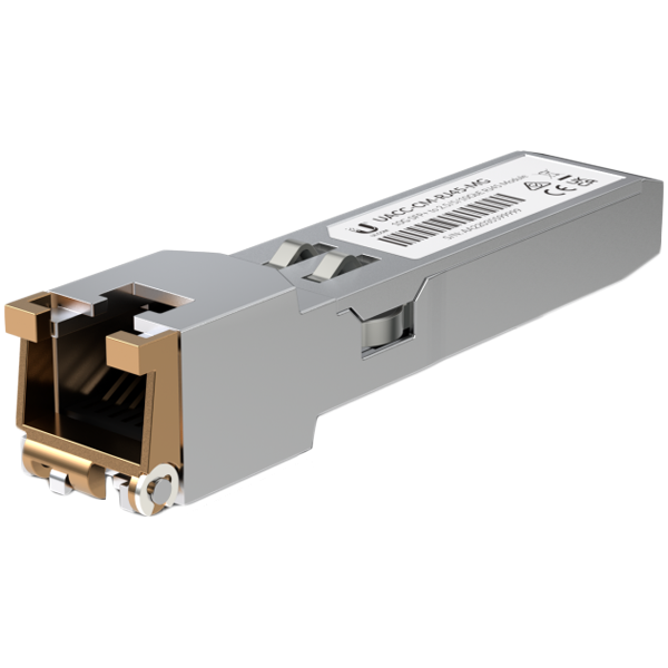 UBIQUITI UACC-CM-RJ45-MG SFP+ TO RJ45 ADAPTER, 1/2.5/5/10 GBE IS A RJ45 TRANSCEIVER THAT CAN BE INSERTED INTO AN SFP PORT IN ORDER TO CONNECT A COPPER ETHERNET CABLE