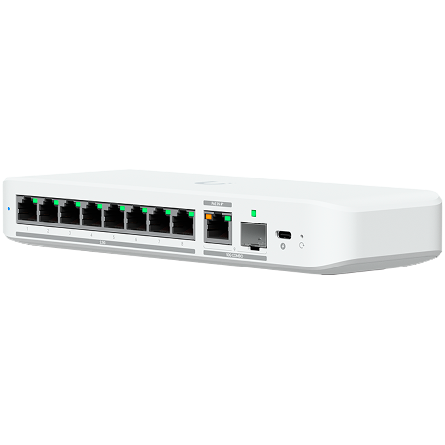 UBIQUITI SWITCH USW-FLEX-2.5G-8-EU 8-PORT 2.5 GBE PORTS, 10 GBE POE+ INPUT PORT FOR POWER / SFP+ PORT COMBO