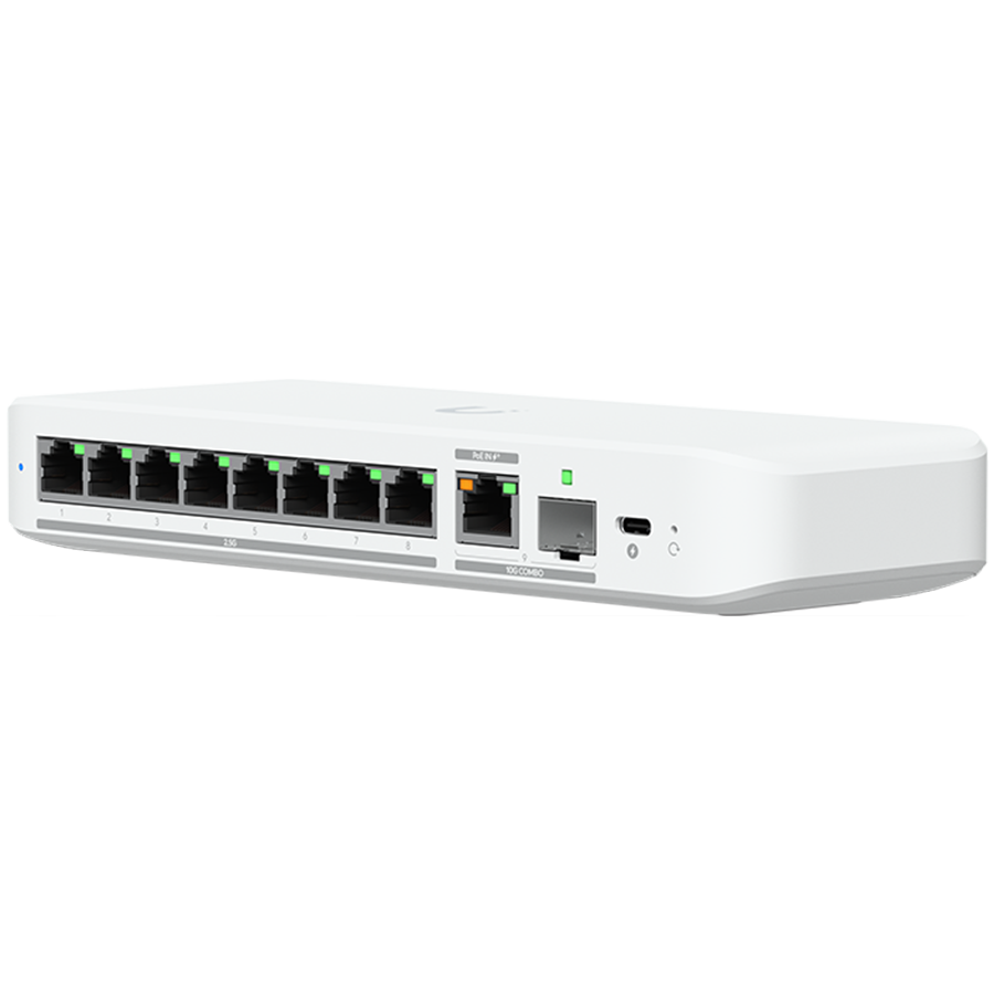 UBIQUITI SWITCH USW-FLEX-2.5G-8-POE 8-PORT 2.5 GBE POE++, 10 GBE POE+++ INPUT PORT FOR POWER / SFP+ PORT COMBO