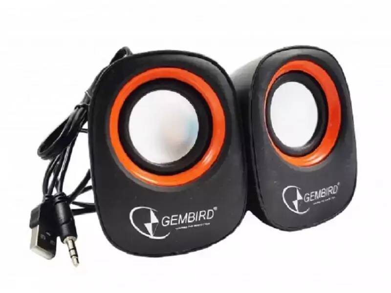 GEMBIRD STEREO ZVUCNICI ORANGE/BLACK, 2 X 3W RMS USB PWR, 3.5MM KUTIJA SA PROZOROM