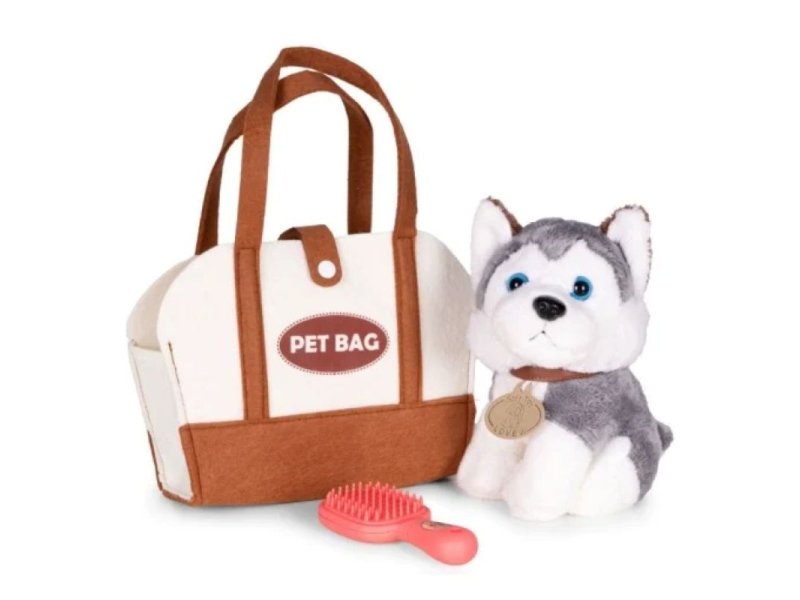 ECO TOYS PLISANA IGRACKA ZA DECU, STENE HUSKY, TORBA + CETKA ZA NEGU