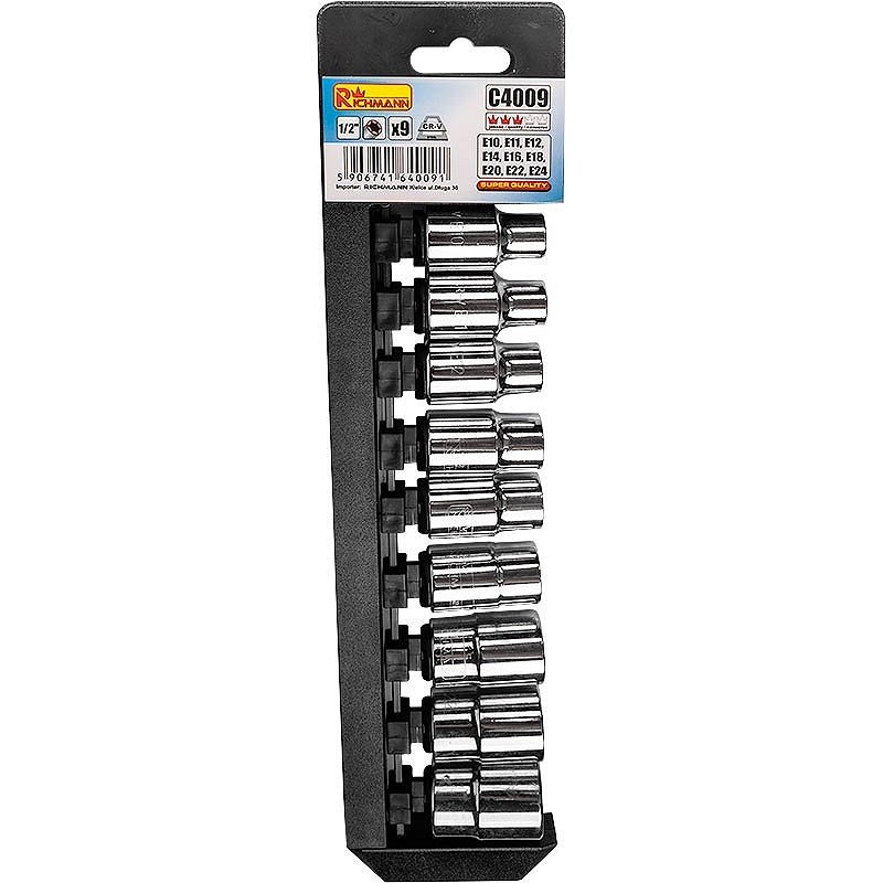 Richmann Set Torx nasadnih ključeva 9 delova 1/2", E10–E24