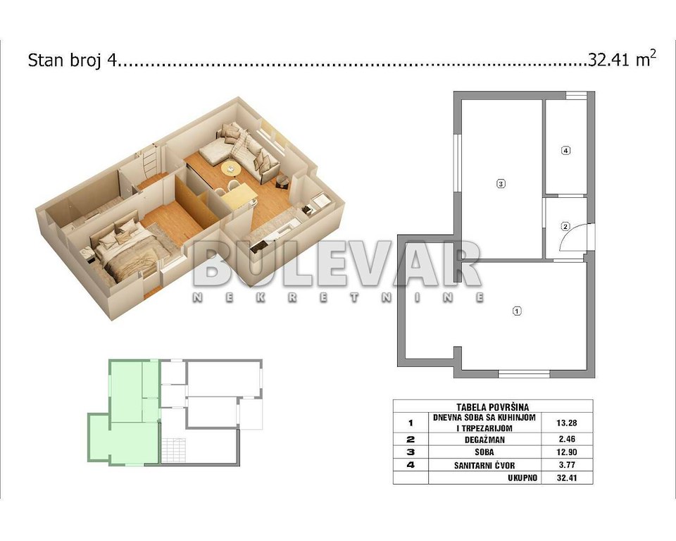 Novogradnja 32m2 Branko Bjegović