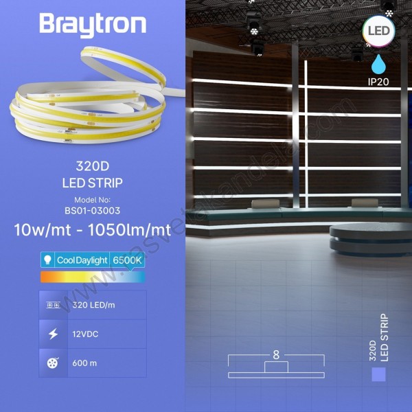 COB LED traka 6500K 10m 12V 10W/m 320d IP20