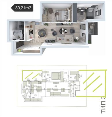 LUX, Stan 60m2 + Dvoriste, Moze Kredit, Kluz