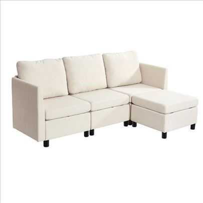 Modularni Trosed Sofa Sa Tabureom Bež