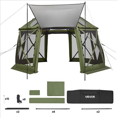 Sklopivi paviljon, 4x4m za 10-12osoba, zeleni