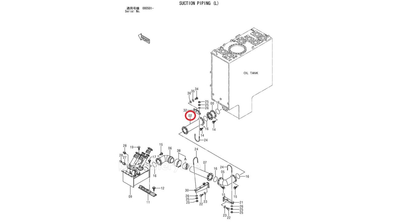 Hitachi 8085103 cevni priključak za Hitachi EX5500-5 EX5500-6 EX5500E-6 EX5600-6BH EX5600-6LD EX5600E-6B bagera
