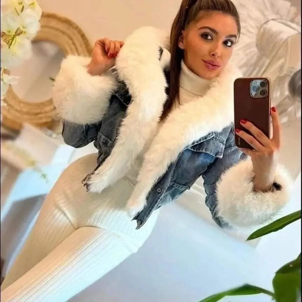 Ženska kratka teksas jakna sa krznom S, M, L, XL - Model: kraća