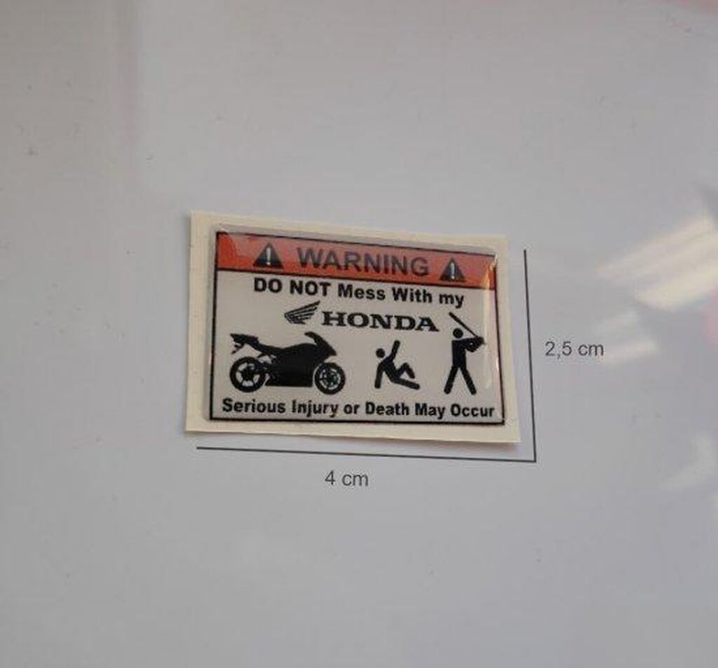 Honda warning - stiker - 906    opis: samolepljivi stiker izradjen od