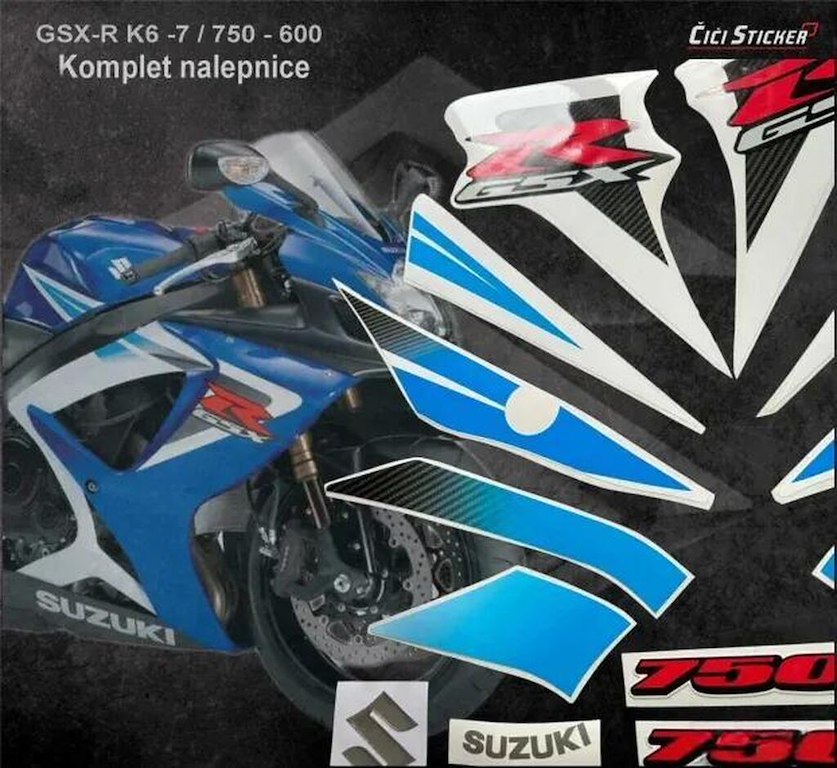 STIKERI -Suzuki GSXR k6-k7 750 Komplet nalepnice - 2264    Opis