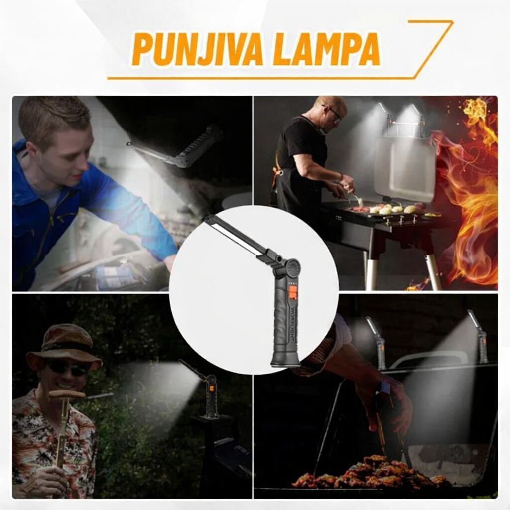 Punjiva LED radna lampa sa preklopnim teleskopskim ramenom - Snažan