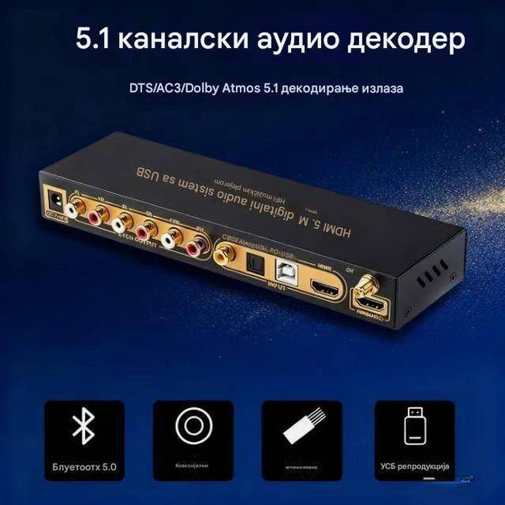 5.1‑канални аудио декодер/HDMI 5.1ch Digital Audio System - Подржано
