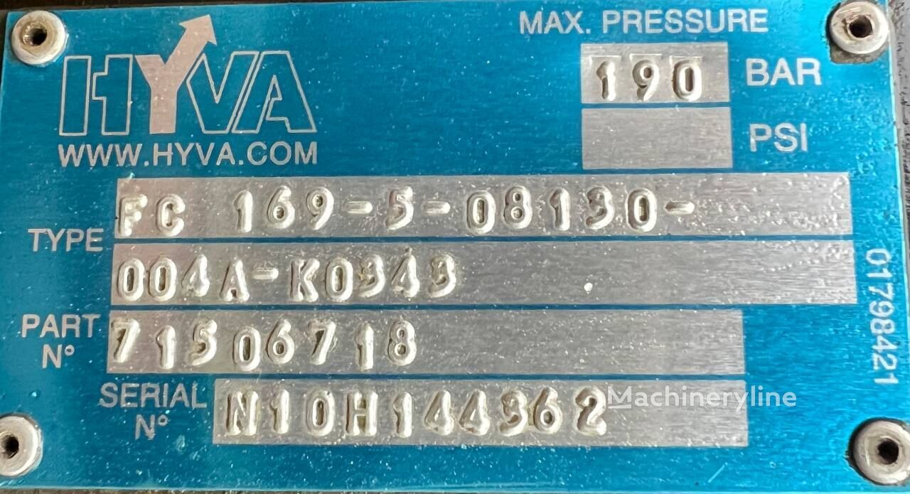 Hyva FC 169-5-08130-004A-K0343 (71506718; 70526710) hidraulični cilindar za građevinske mašine