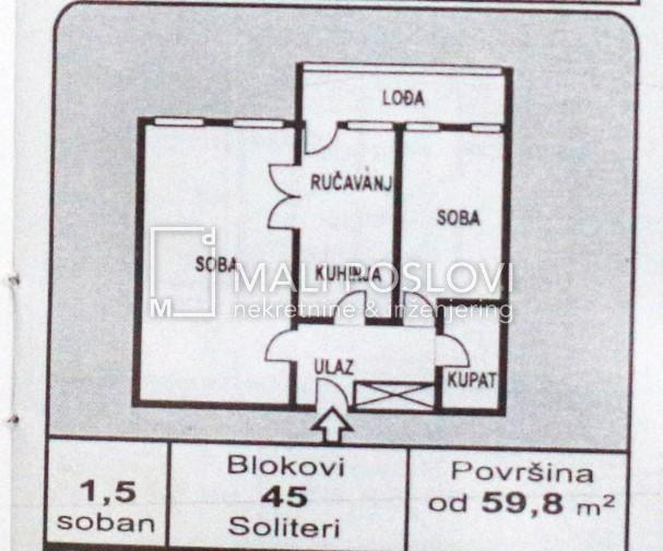 59m2 Blok 45/ renoviran/ polunamešten