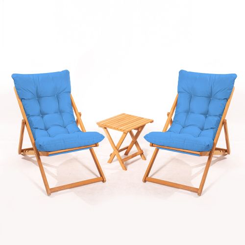 My005 - Plavi Plavi Set Stola i Stolica za Baštu (3 Komada)