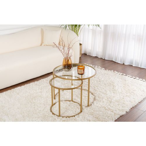 Aurum - Set staklenih stolova - Zlatni i prozirni