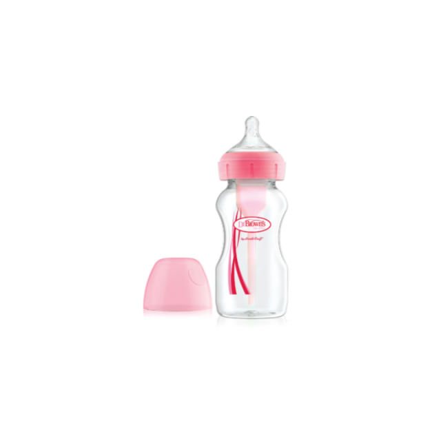 DR BROWNS WIDE NECK OPTIONS+ plastična flašica roze boje, 270ml