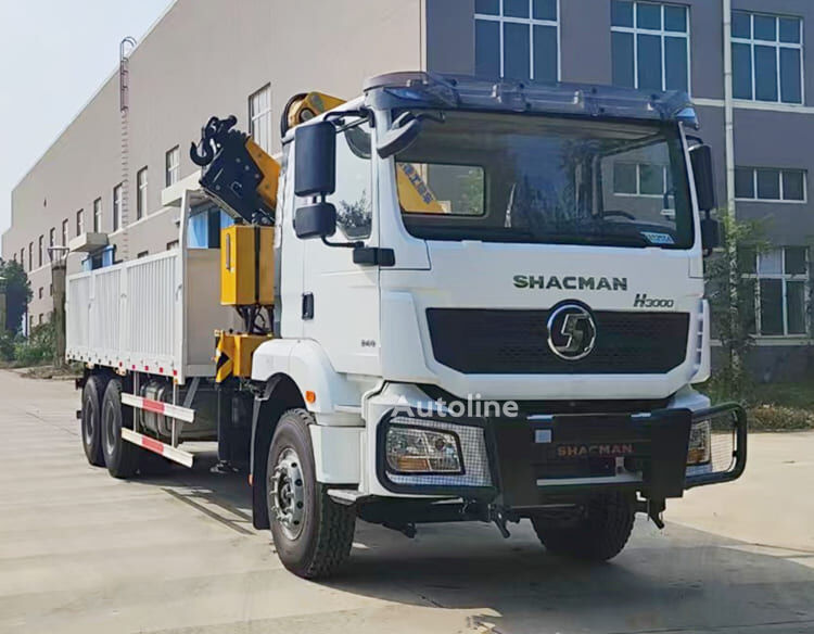 Novi Shacman H3000 6x4 Cargo Trcuk with 8 Tons XCMG Crane kamion s ravnom platformom