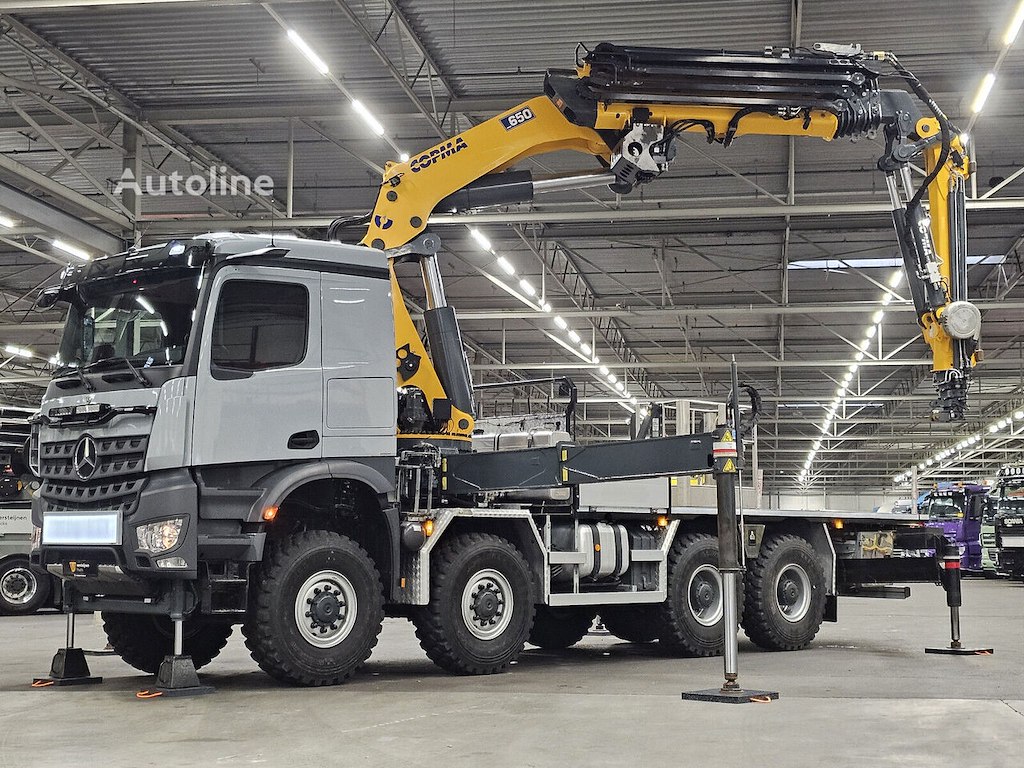 Mercedes-Benz AROCS 3253 8x8 / 65 t/m CRANE + JIB + WINCH / KRAN / GRUA kamion platforma