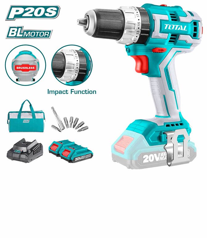 TOTAL Udarna LI-on akumulatorska bušilica TIDLI20608ID EK000800998