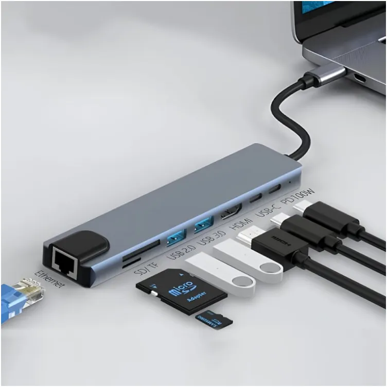 8u1 USB HUB sa HDMI, LAN, USBA, PD, TF/SD
