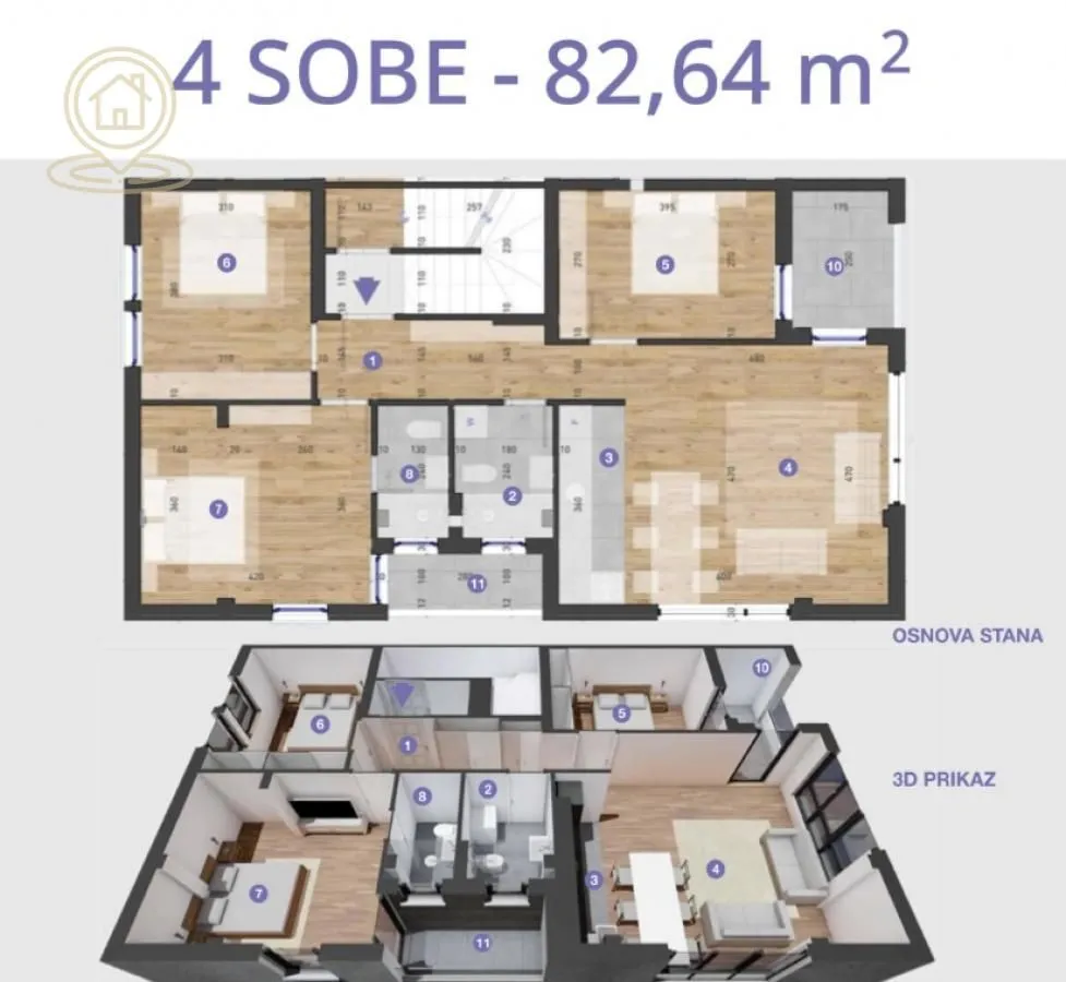 Prodaja, četvorosoban stan, 82m², Telep, Novi Sad Sve Podlokacije