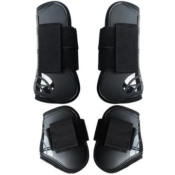 4-PIECE HORSE TENDON & FETLOCK BOOTS - SIZE L - BLACK