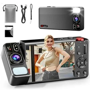 CV21 4K DIGITAL VLOGGING CAMERA WITH 18X ZOOM AND ROTATABLE SCREEN – BLACK