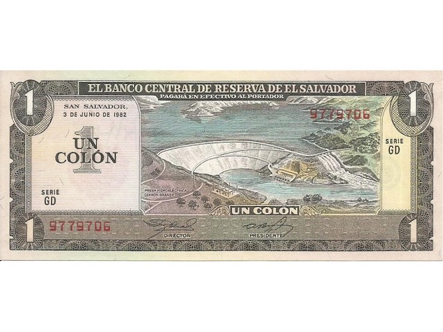 El Salvador 1 colon 1982. UNC