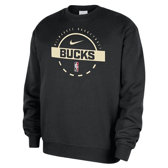 NBA MILWAUKEE BUCKS CLUB PRACTICE FLEECE CREW 'BLACK'