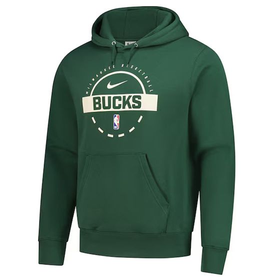 NBA MILWAUKEE BUCKS CLUB PRACTICE FLEECE PULLOVER HOODIE 'GREEN'
