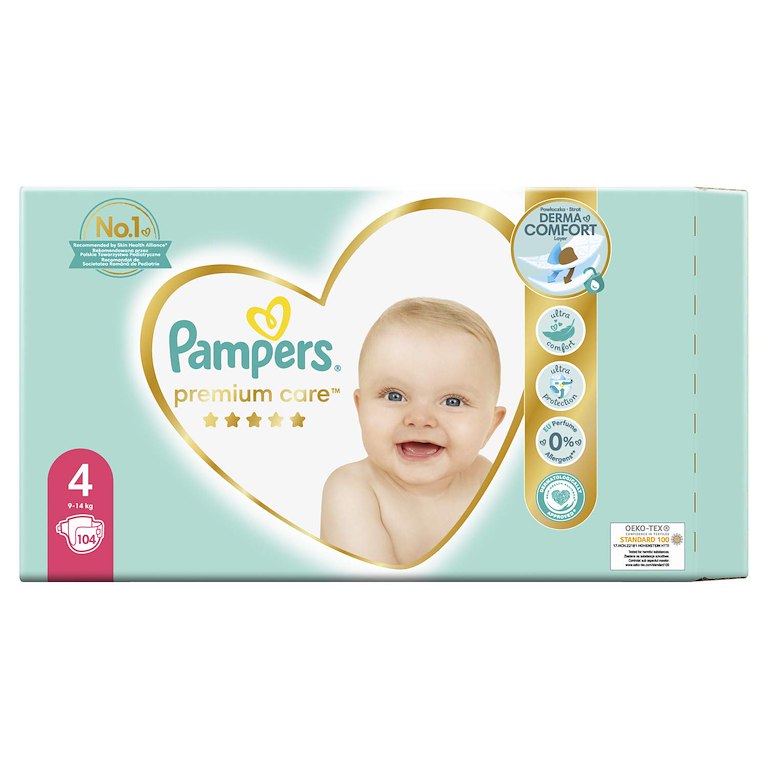 Pampers Premium Care, Veličina 4, (7-14kg), 104kom