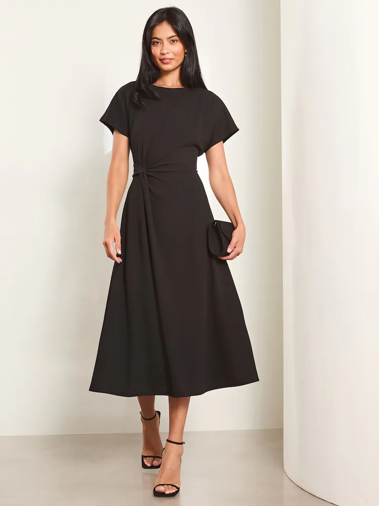 Crno - Lipsy Knot Side Midi Haljina