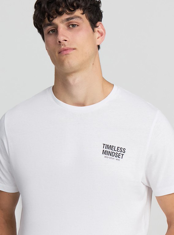 Majica sa natpisom napred/nazad Optička bela