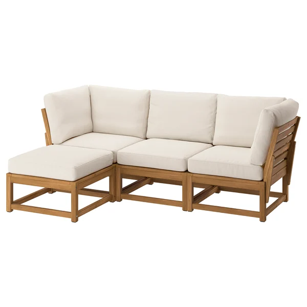 Sofa trosed, sa stoličicom svetlosmeđe bajcovano/Frösön/Duvholmen bež, 210 cm