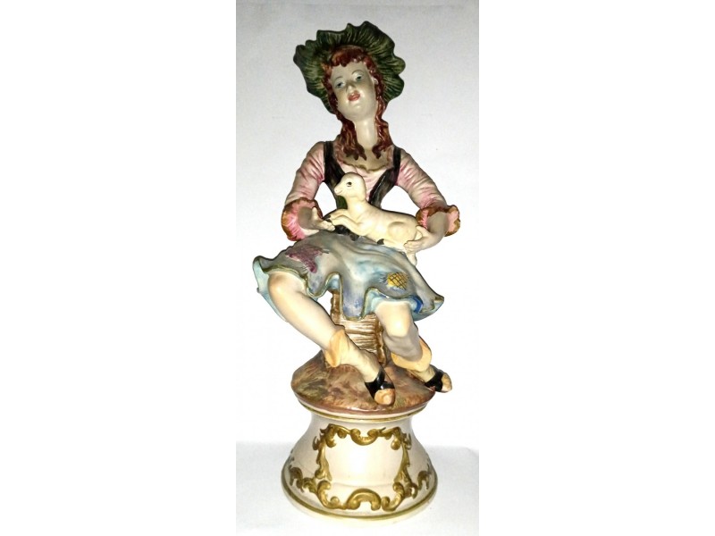 FIGURA - STARI BISKVIT PORCELAN CAPO di MONTE, ZIG 72cm
