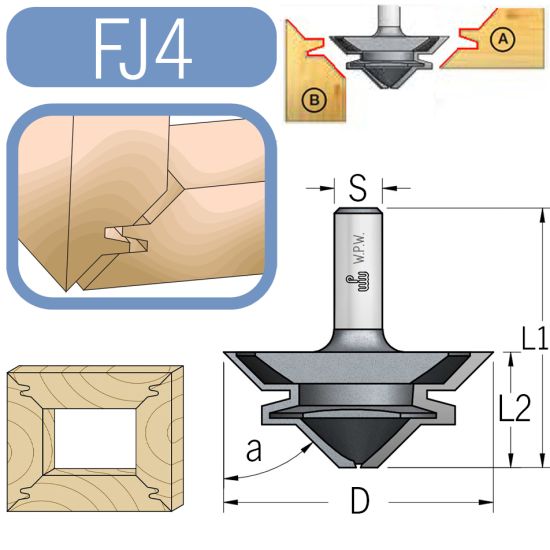 Glodalo za izradu spoja pod 45° profil - kontra profil prihvat 12mm WPW FJ40002